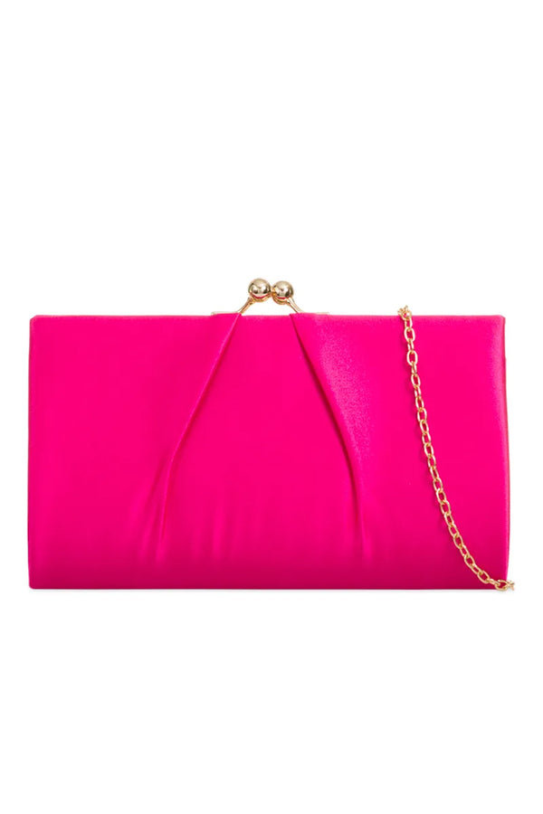Fuchsia Satin Clutch Bag - Aftershock London