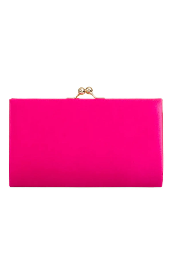 Fuchsia Satin Clutch Bag - Aftershock London