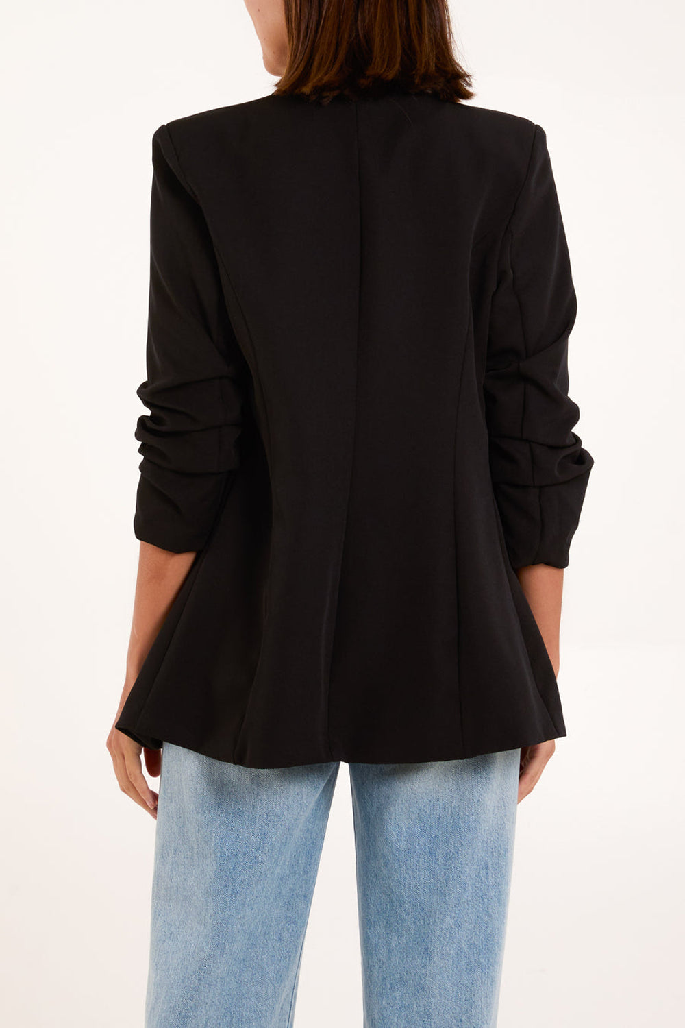 Black Blazer with Ruched Sleeves - Aftershock London