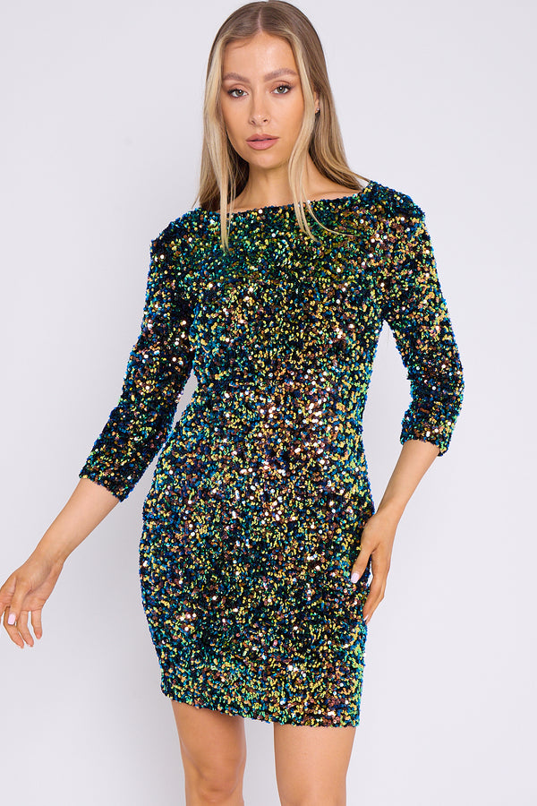 Multicolour Sequin Mini Dress - Aftershock London
