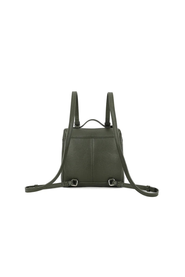 Olive Green Faux Leather Backpack - Aftershock London