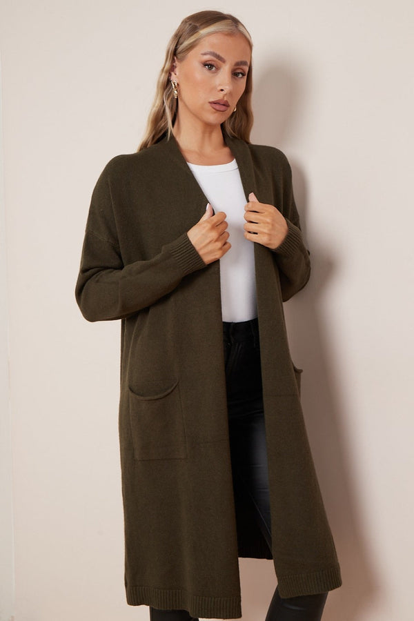 Khaki Soft Knit Cardigan with Star Detail - Aftershock London
