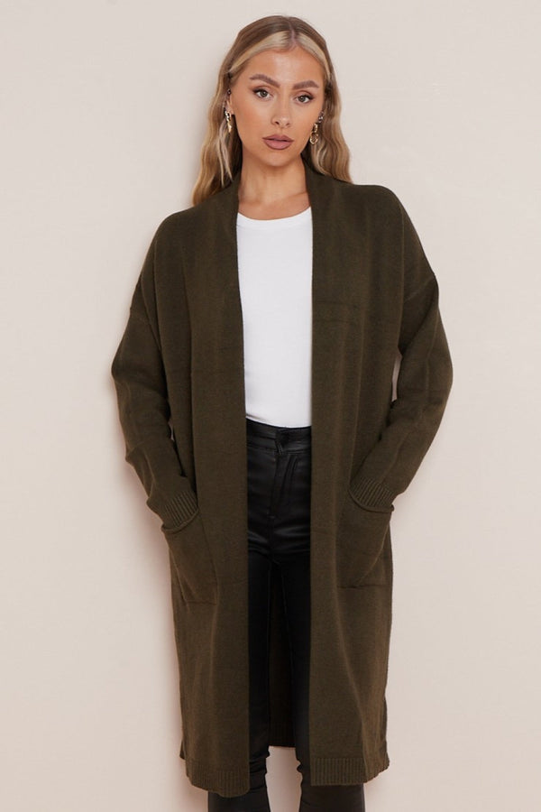 Khaki Soft Knit Cardigan with Star Detail - Aftershock London