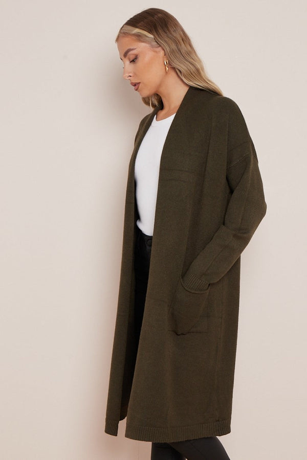 Khaki Soft Knit Cardigan with Star Detail - Aftershock London