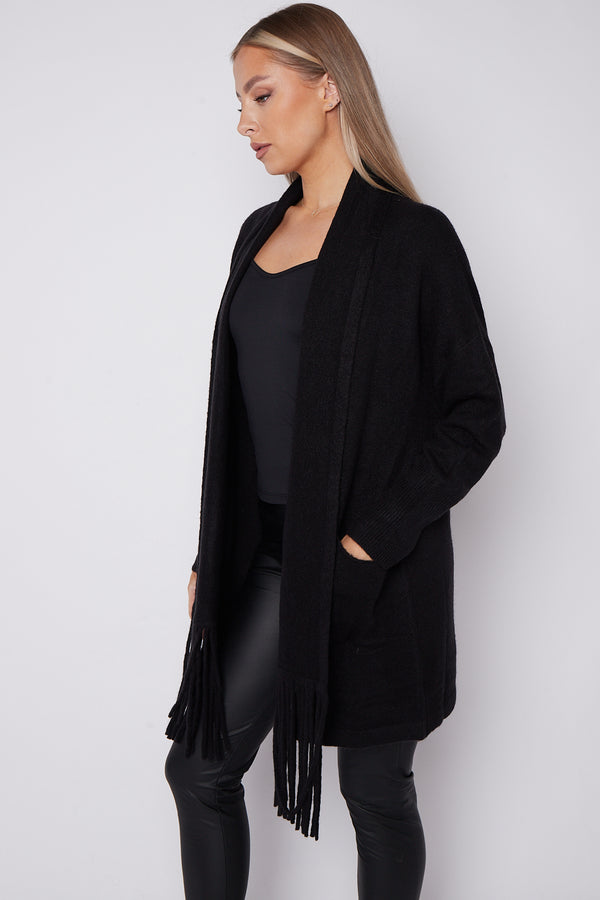 Black Fringed Tassel Cardigan - Aftershock London