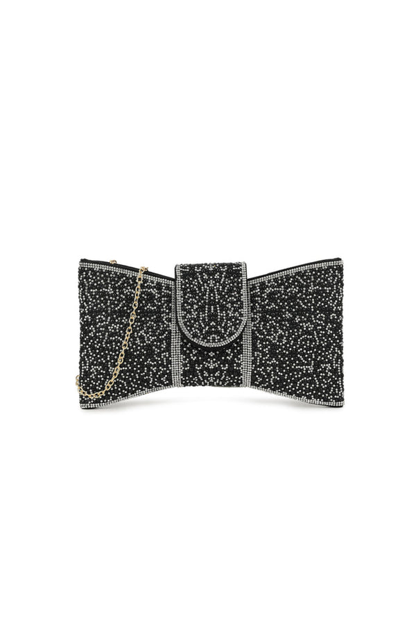 Black Pearl Bow Clutch Bag - Aftershock London
