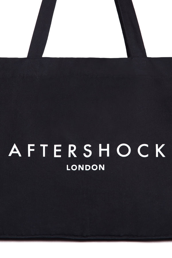 Black Logo Canvas Tote Bag - Aftershock London