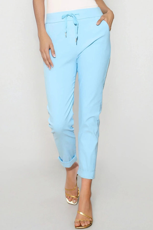 Light Blue Stretch Drawstring Trousers - Aftershock London