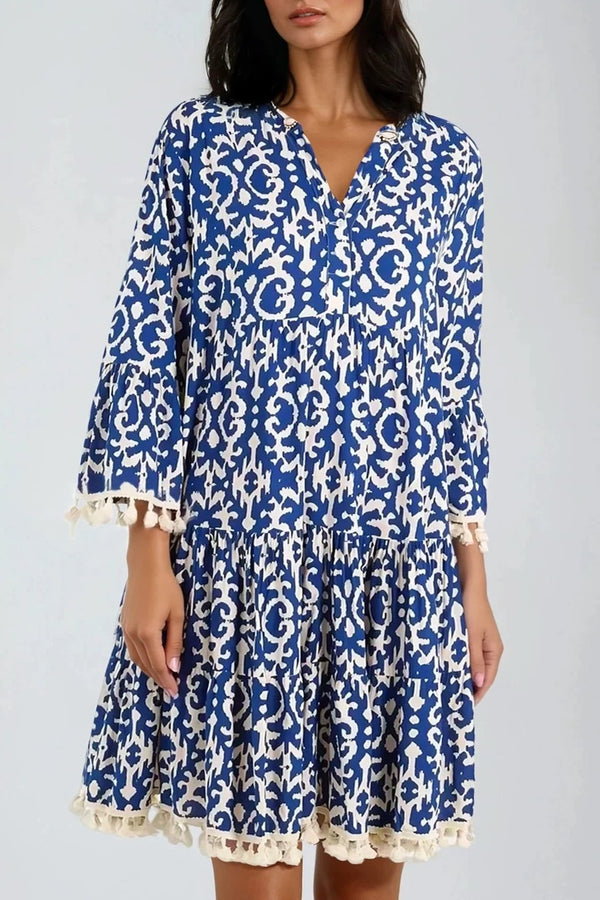 Blue Beach Smock Mini Dress - Aftershock London