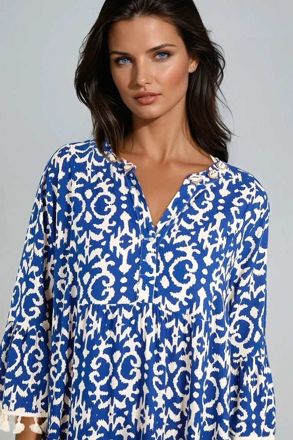 Blue Beach Smock Mini Dress - Aftershock London